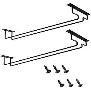 SARYRLIN Wine Glass Holder Rack 15.7 Inch 2 PCS,Wall Mount Hanging Iron Stemware Rack Under Cabinet Organization and Storage ,Wine Glass Hanging Rack for Cabinet Kitchen or Bar (Black)