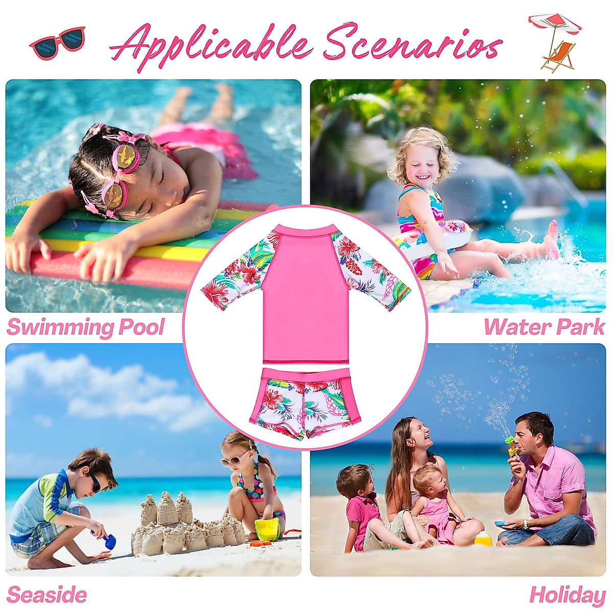 LOSORN ZPY Baby Toddler Boy Girl Two Piece Swimsuit Swimwear Bathing Suit UPF 50+ Pink M