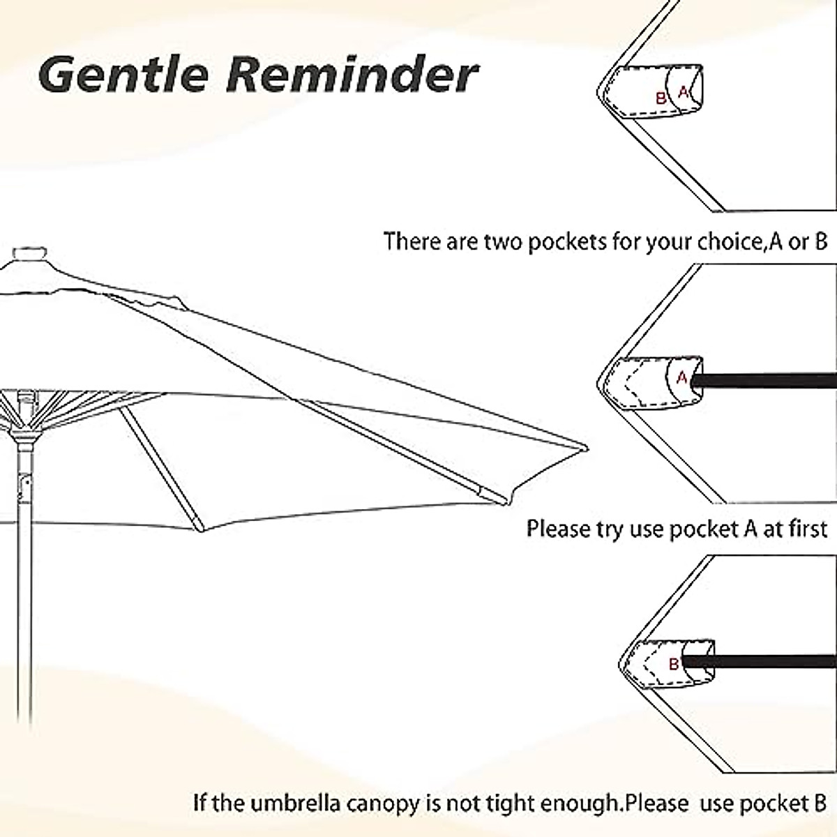 Sunshine Outdoor 9ft with 8 Ribs Patio Umbrella Replacement Canopy Market Umbrella Top Outdoor Umbrella Canopy Black & White (2pcs/package)