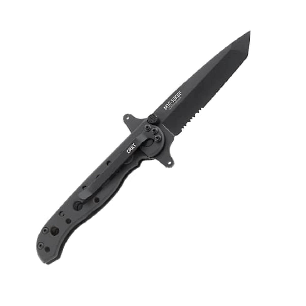 CRKT M16-10KSF EDC Folding Pocket Knife: Special Forces Everyday Carry, Black Serrated Edge Blade, Tanto, Frame Lock, Dual Hilt, Stainless Steel Handle, Reversible Pocket Clip