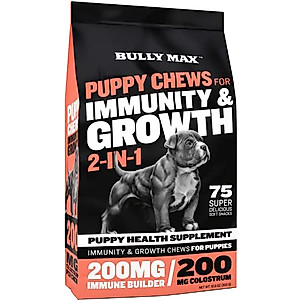 Bully Max Puppy Bundle Pack, High Protein & Growth Puppy Food, Immunity Soft Chews for Growth, Dog Supplements Plus Food