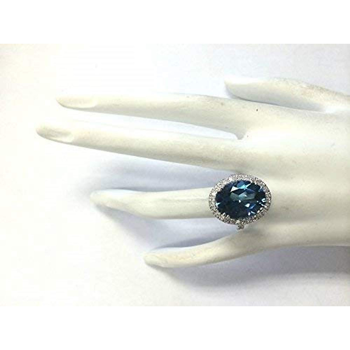 Lzz Fashion Lady London Blue Topaz Gemstone Ring Cubic Zirconia 925 Sterling Silver Ring Oval Cut Single Stone Ring Bridal Jewelry Size 6-10 (US code 7)