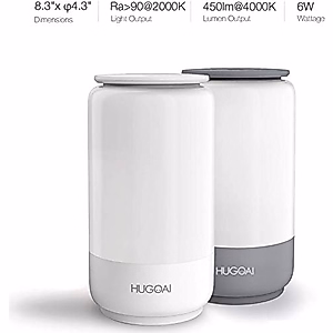 LED Lamps for Bedroom, HUGOAI Bedside Lamp, Tunable Warm to Cool White Lights, Dimmable Brightness and RGB Color Changing LED Table Lamps, Night Light Mode, White