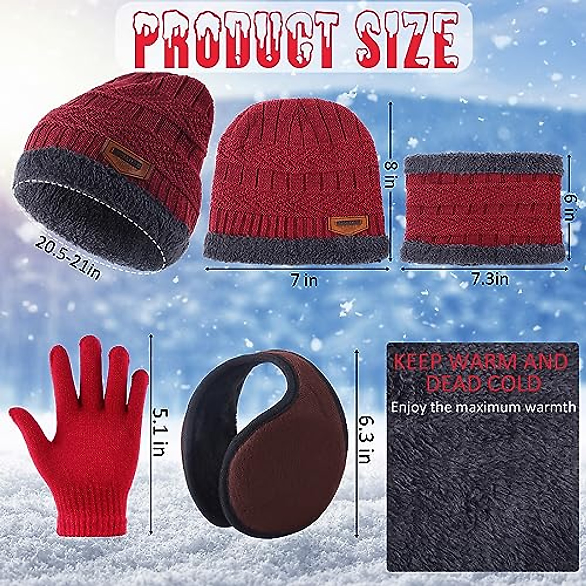 Liitrsh 24 Pcs Kids Winter Hat Scarf Glove Earmuffs Set Knitted Beanie Caps Gloves Mittens Earflaps for Boy Girl 2-8 Years(Multicolor)