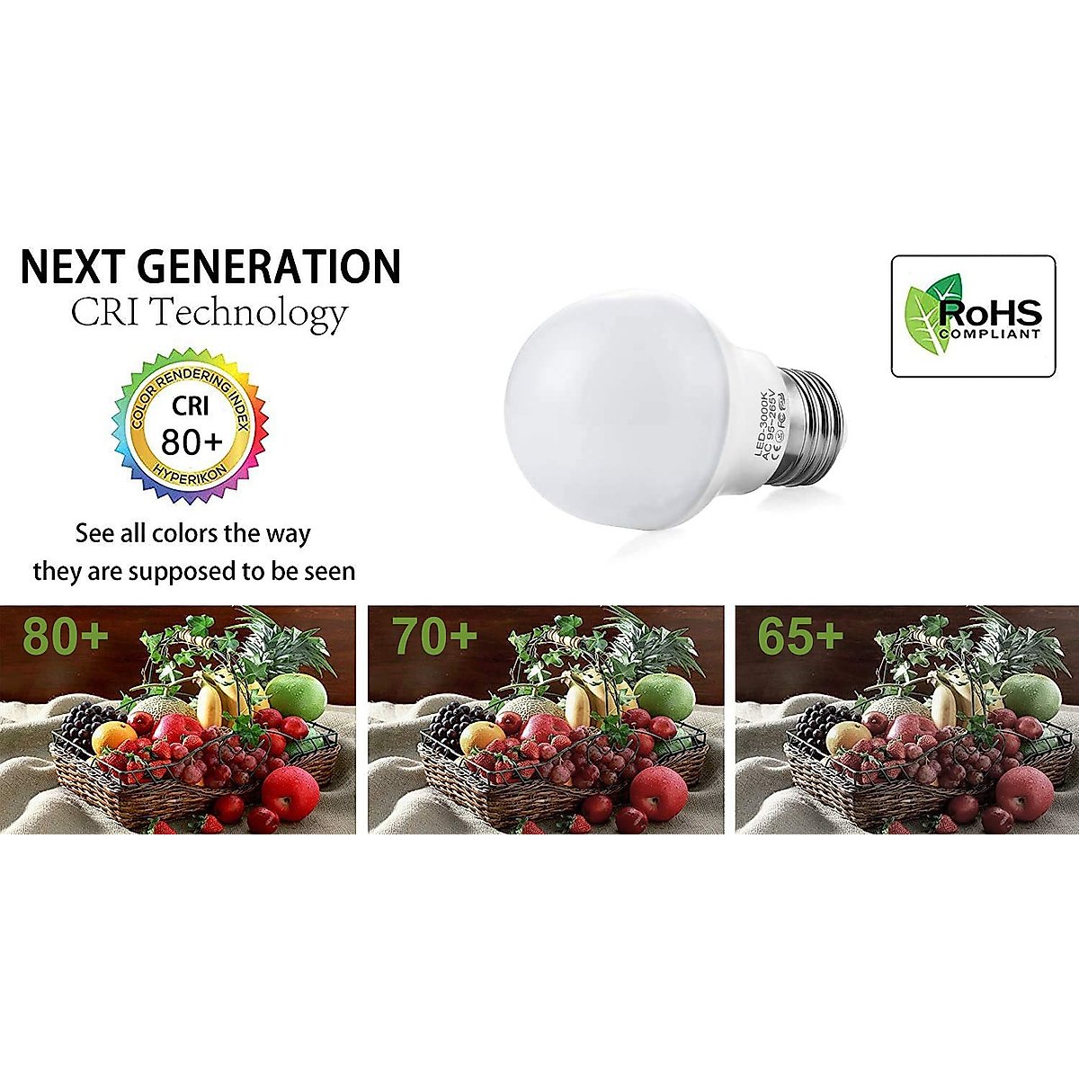 WELLHOME A15 LED Bulbs, 40W Eqv. E26 Base Bulb， 4W, Soft White 3000K, for Home & Ceiling Fans，Non-Dimmable，6-Pack.