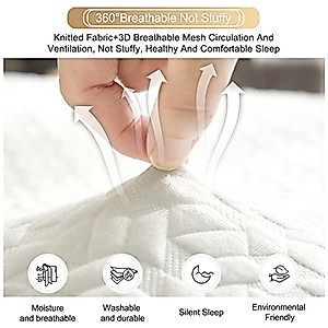 Fiberluxury 3 Inch Gel Infused King Size, High Density Cooling Ventilated Design Memory Foam Bed Toppers-Ultra Plush Mattress Toppers with Bamboo Cover