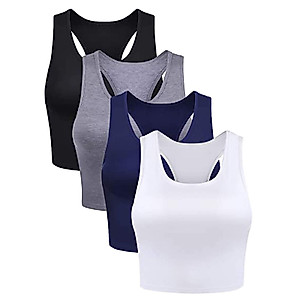 Aniywn Sleeveless Workout Tops for Women Racerback Cropped Tank Top Slim Fitted Exercise Yoga T-Shirts Gym Running Shirts