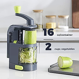 Kuchecraft Vegetable Spiralizer For Veggies (4-in-1 Rotating Blades) Zucchini Noodle Maker With Strong Suction Cup, Multipurpose Vegetable Slicer, Manual Zoodles Spiralizer For Zucchini Potato Pasta