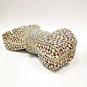 DEBIMY Women's Bow Rhinestone Evening Bag Sparkling Clutch Purse Evening Handbag for Wedding Party Prom Purple