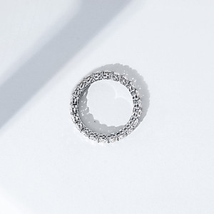 Amazon Essentials Rhodium Plated Cubic Zirconia Stackable Statement Ring Size 10, Silver