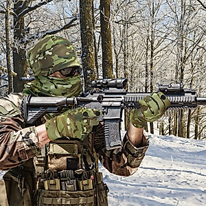 Janmercy 3 Pcs Camouflage Beanie Gloves and Scarf Set Include Beanie Neck Gaiter, 1 Pair Full Finger Hunting Gloves (Vintage Color)