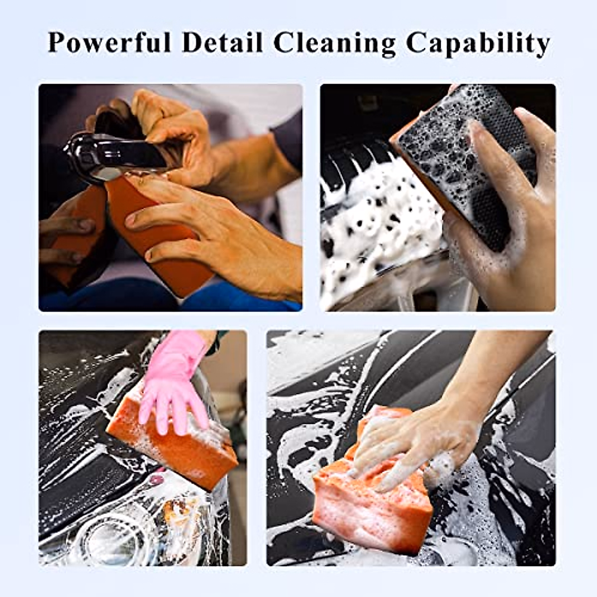 KmaxShip Synthetic Clay Bar & Sponge 2 in 1 for Car Detailing, 2 Pack Set Car Clay Pad for Auto Detailing, Magic Car Pad Cleaning, Reusable and Washable (Orange)