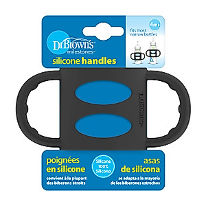 Dr. Brown’s® Milestones™ 100% Silicone Baby Bottle Handles, Narrow, Black, 1-Pack