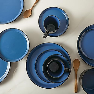 Stone Lain Albie 32-Piece Dinnerware Set Stoneware, Blue and Black