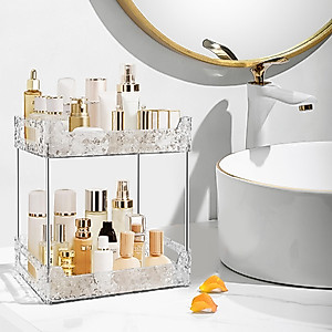 TENDER EPOCH 2-Tier Bathroom Counter Organizer Countertop Storage, Dresser Organizer Vanity Tray for Makeup, Perfume Organizer Cosmetics Skincare Shelf Organizer - Clear