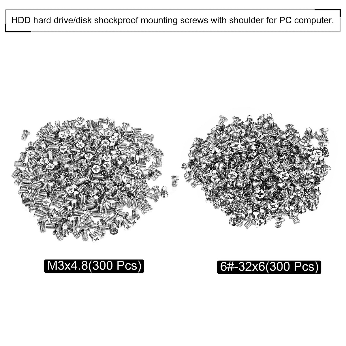 uxcell Computer PC Case 3.5-inch HDD Flat Phillips Head Hard Drive Screw 6#-32 300pcs 2.5" HDD M3x4.8mm 300pcs