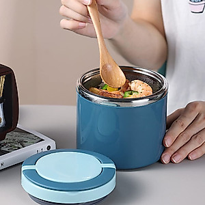 EliteZ Soup Bowls, Soup Containers with Lids, Portable Stainless Steel Breakfast Cup Soup Bowl Thermal Storage Container Sealed Bento Box with Handle (Blue 1000 ml)