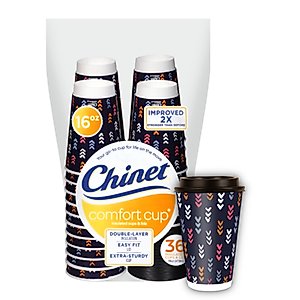Chinet Comfort-Cup 72 Count Double-Wall Hot Cups & Lids, 16 Ounce