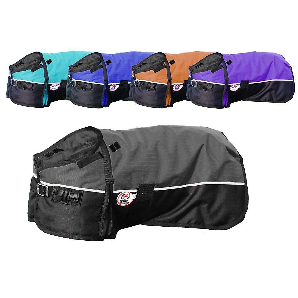 Derby Originals Horse Tough 600D Ripstop Waterproof Reflective Winter Dog Coat 150g Medium Weight, Black, 17.5"