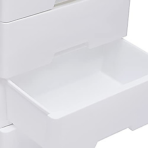 DNYSYSJ 5 Drawer Plastic Dresser Storage Cabinet, Stackable Storage Stand Tower, Closet Organizer Units for Home Office Bedroom and Hallway Entryway 17.72 * 11.81 * 33.07" (White)