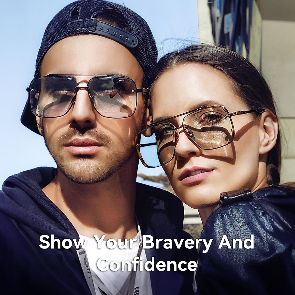 Dollger Square Aviator Sunglasses for Men and Women Fashion Metal Vintage Gradient Shades Sunglasses UV400 Protection