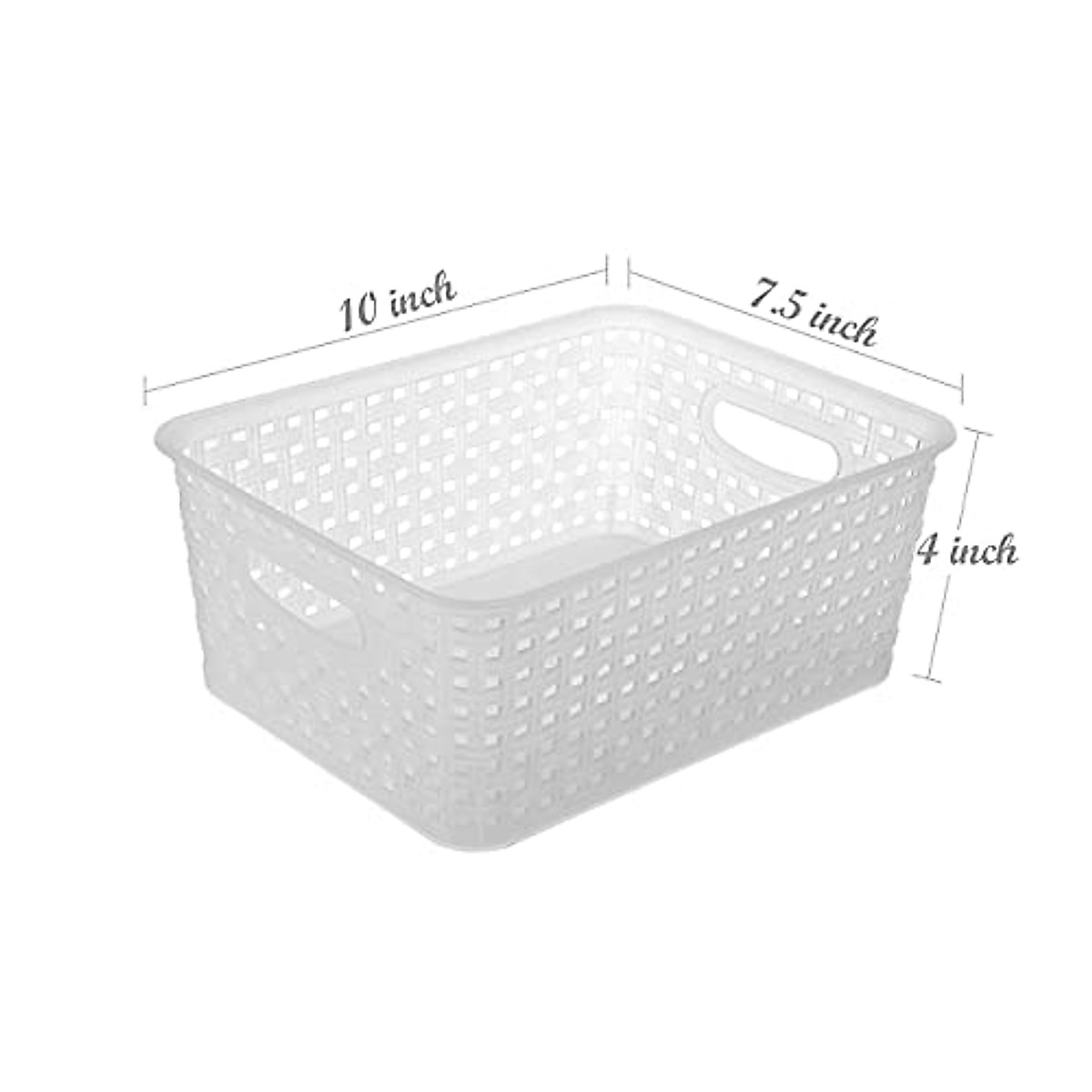 Clear Plastic Woven Storage Basket, 6-Pack Weave Basket Organizer for Kitchen Offices Bathrooms