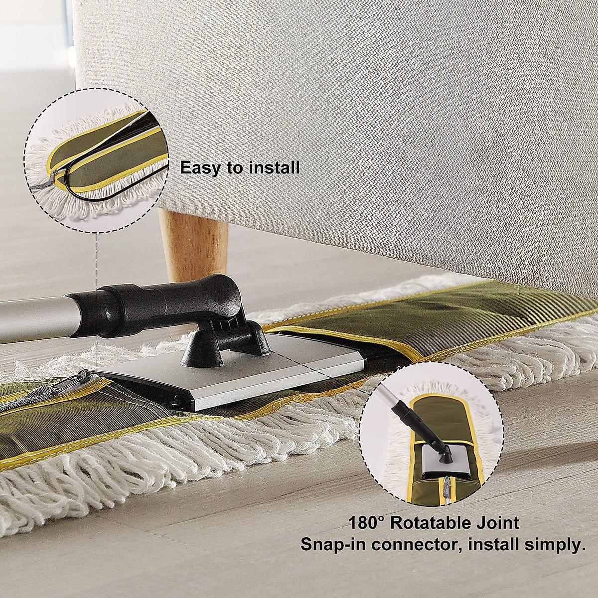 CLEANHOME 36" Commercial Dust Mops with 4 Washable Microfiber Mop Pads for Floor Cleaning Heavy Duty Hotel Company Household Cleaning Supplies for Hardwood, Tiles, Marble Floors