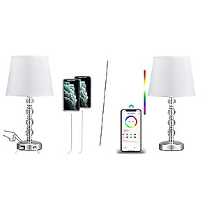 Unfusne Crystal Lamps for bedrooms Set of 3, Set of 2 Touch Control Table Lamps, Set of 1 RGB Smart Lamp