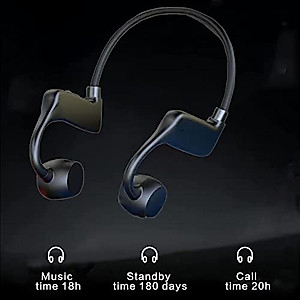 ULymie Bone Conduction Sport Headphones Wireless Open-Ear Bluetooth Sweat Resistant Over Ear for Running, Hiking, Cycling, Gaming, Gym,20 Hours of Call, Black Earphones