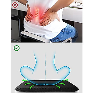 OSWCHIC Gel Seat Cushion Pressure Relief Double Layer Honeycomb Breathable Chair Cooling Pad for Car Driver Office Wheel Chair Tailbone Sciatic Nerve Spine Pain Relief