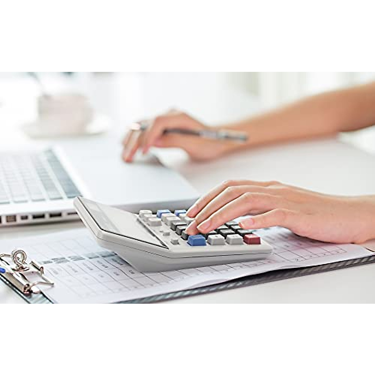 Calculator Extra Large Display Solar Big Buttons 12 Digits Desktop Calculator with Round-up, Memory Function (OS-200ML)