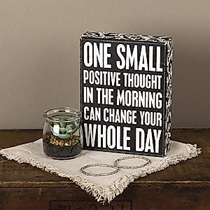 Primitives by Kathy 22675 Floral Trimmed Box Sign, 6" x 8", Positive Thought