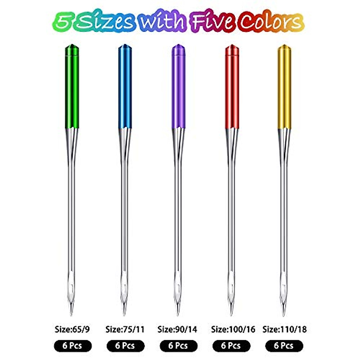 30 Pieces Sewing Machine Needles Universal Regular Point Machine Needles for Home Sewing Machine Compatible with Singer, Brother and Old Sewing Machine