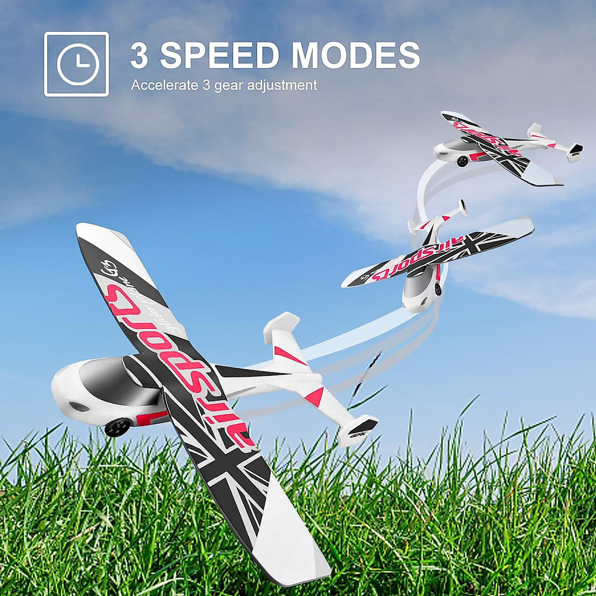 4DRC G3 RC Plane, 2.4Ghz Remote Control Airplane,Flying 6-axis Gyro Stabilizer with 2 Batteries,Blue&Green Light,2CH RTF RC Glider Toy,Easy to Fly for Beginners Adults Kids Girls 8 12 14 Boys,Red