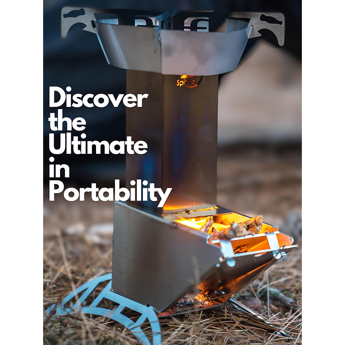 Spitfire Rocket Stove - Spartan Light Rocket Stove Wood Burning Portable Stove w/Travel Case, Collapsible Backpacking Wood Stove, Camp Rocket Stove, Outdoor cooking stove Estufa De Leña Para Cocinar