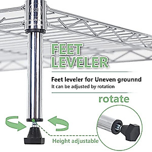 FDW 14" D×24" W×60" H Wire Shelving Unit Metal Commercial Shelf with 5 Tier Layer Rack Strong Steel for Restaurant Garage Pantry Kitchen Garage,Chrome