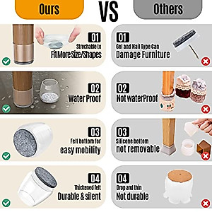 16 PCS Transparent Silicone Chair Leg Floor Protectors for Hardwood Floors.Small 3/4".