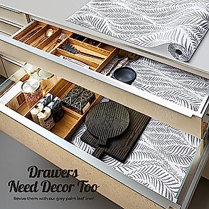 Jersow Cabinet Liner Non Adhesive Shelf Liner 12" X 240", Waterproof Cabinet Drawer Liner, for Kitchen Cabinets/Refrigerator/Wire Shelving/Bathroom/Pantry-Heavy Duty, Easy to Trim, Durable(Grey)