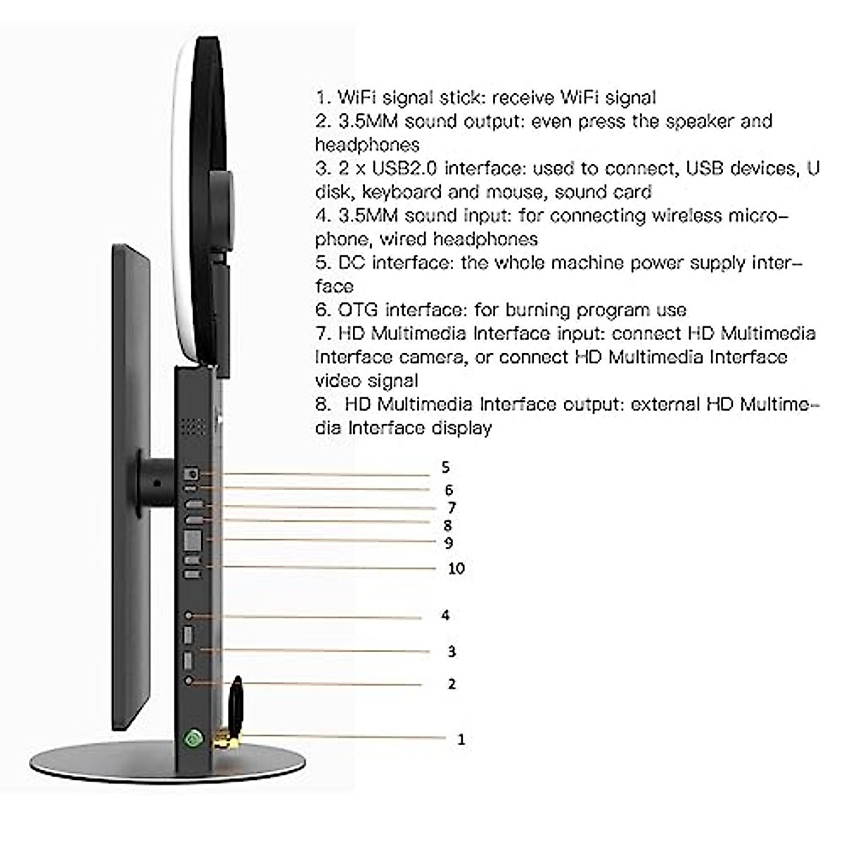 All in One Live Broadcast Machine for Android 11.0, 15.6 Inch Large Screen Desktop Live Streaming Equipment with WiFi and BT 5.0, Phone Screen Casting, 4 Camera Screens (US Plug)