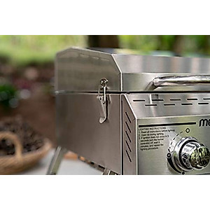 Megamaster Premium Outdoor Cooking 2-Burner Grill, Outdoor Cooking While Camping, Outdoor Kitchen, Patio Garden, Barbecue with Two Foldable legs, Silver in Stainless Steel
