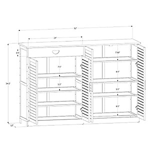 MoNiBloom Bamboo Shoe Storage Cabinet with 2 Double Shutter Doors & 1 Drawer for 21-25 Pairs Living Room Entryway Hallway Bedroom, Natural