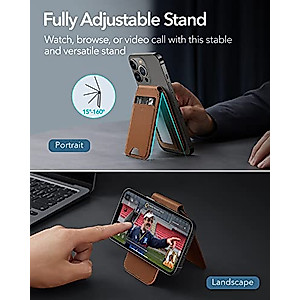 ESR HaloLock Vegan Leather Wallet Stand Krystec Clear Case with HaloLock Compatible with iPhone 14 Pro Case, Compatible with MagSafe, Ultra-Yellowing Resistant, Military-Grade Protection