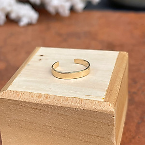 Jewelryweb - Solid 14k Yellow Gold 3mm Classic Polished Adjustable Toe Ring - Toe Ring for Woman - Non Tarnish Toe Ring - Solid Gold Boho Toe Ring