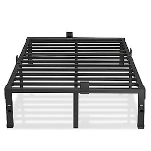 MAF 12 Inch Full Size Bed Frame with Mattress Slide Stopper Black Heavy Duty Metal Platform Bed Frames Steel Slat Support, No Box Spring Needed, Noise Free, Easy Assembly