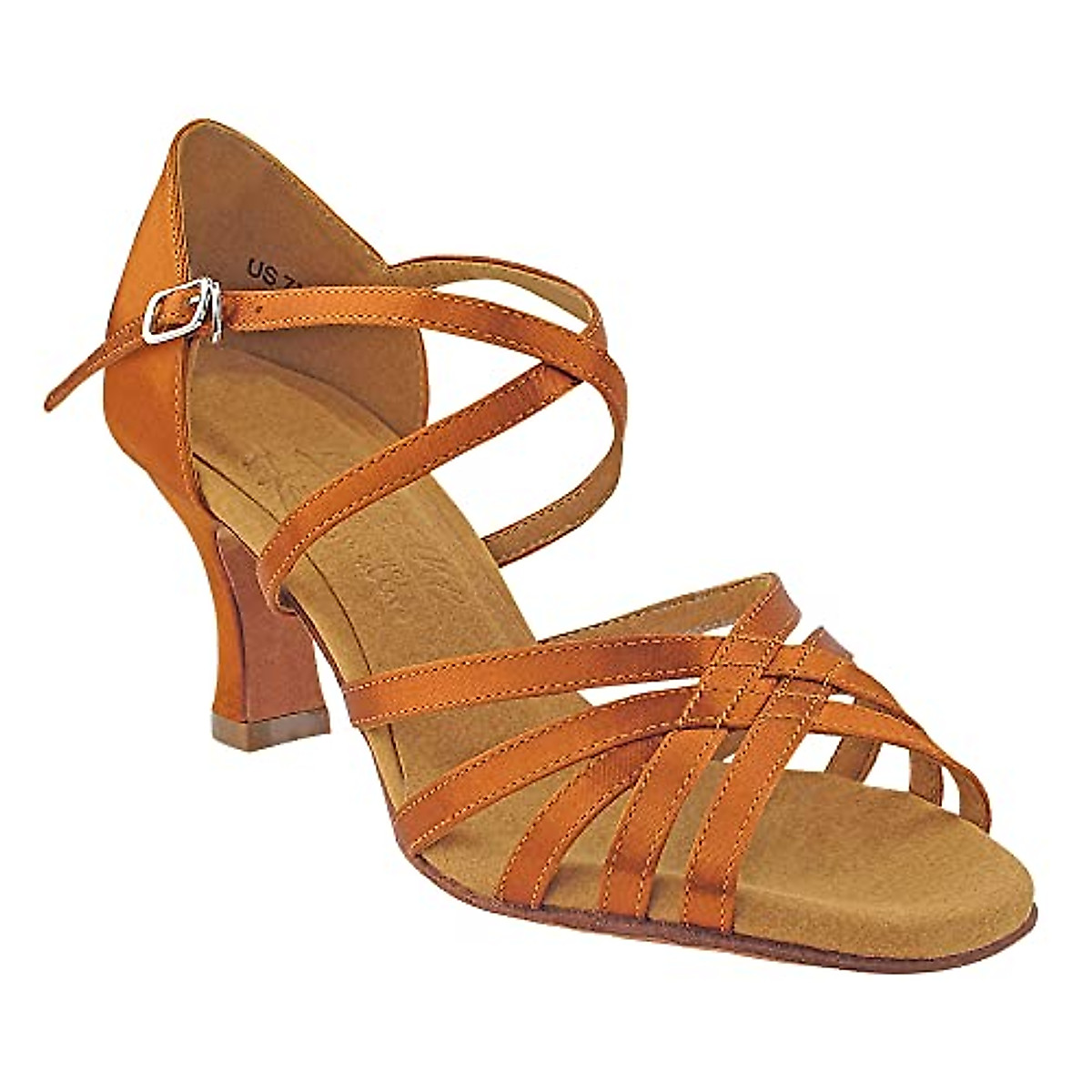Very Fine Elektra Women's Ballroom Salsa Tango Latin Dance Shoes Copper Tan Satin 2.5" Spool Heel US 8 M