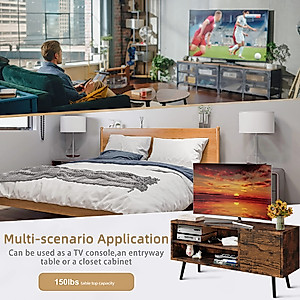 Vongrasig TV Stand for 55 Inch TV, Entertainment Center, Media Console Table with Open Shelves and Storage Drawer for Bedroom, Living Room, Wood Modern Farmhouse Television Stands, Rustic Brown