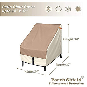 Porch Shield Patio Furniture Cover - Square Table Cover 84 x 84 inch Bundles with Outdoor Chair Cover 34W x 37D x 36H inch - 2 Pack