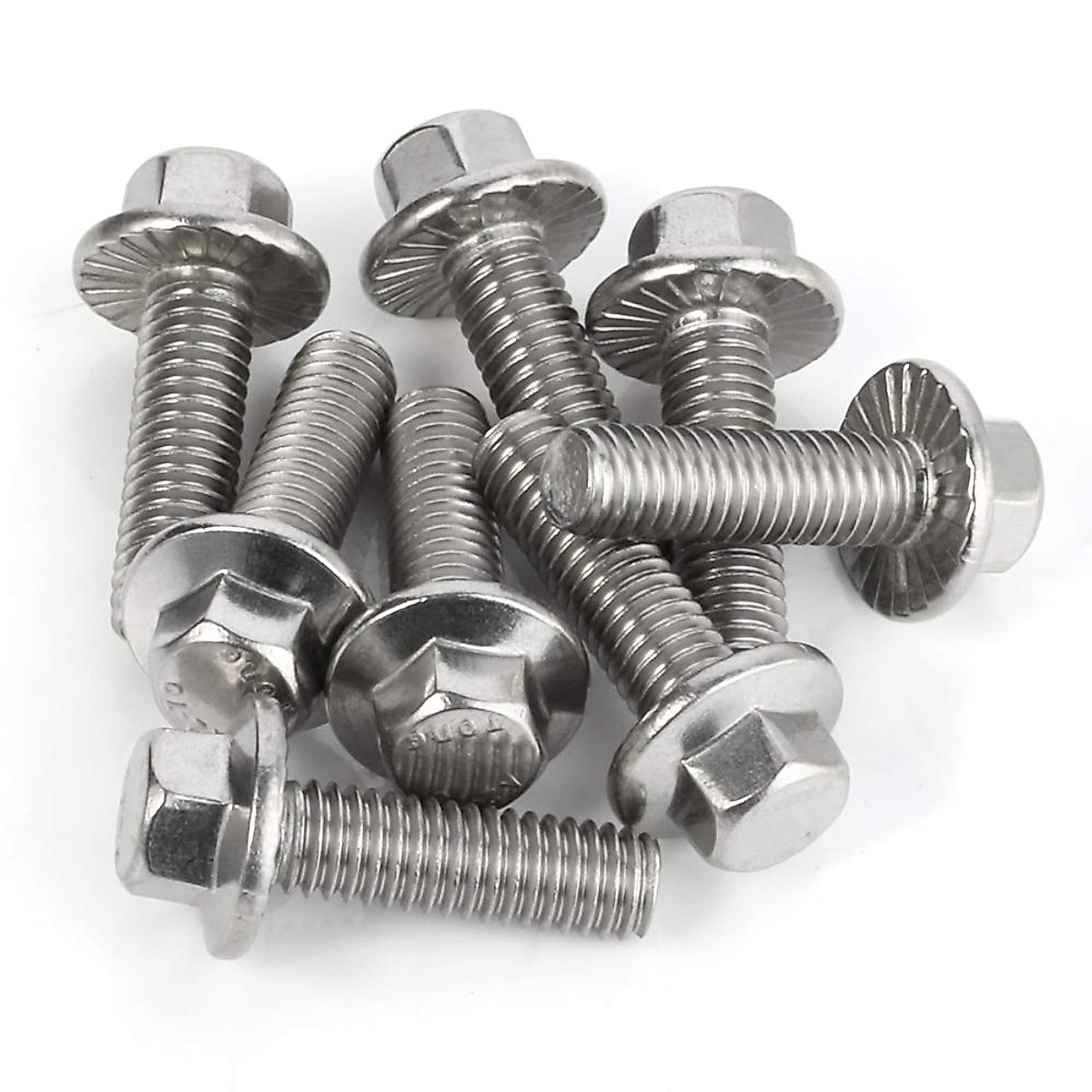 M6-1.0 x 20mm Flanged Hex Head Bolts Flange Hexagon Screws, Stainless Steel 18-8 (304), Plain Finish, 25 PCS
