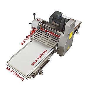 TECHTONGDA Commercial Dough Sheeter Pasta Roller Dough Press Machine Fondant Flattener Pizza Pastry Sheeter with 70.9x19.7 Conveyor Belt Bakery Equipment