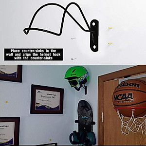 Metal Wall Hooks Helmet Rack – Heavy Duty Wall Mounted Entryway Organizer Hanger for Equestrian Helmet, Motorcycle Helmet，Hats, Caps - Sturdy & Decorative Solution to Storage Or Display - （NO Helmet ）